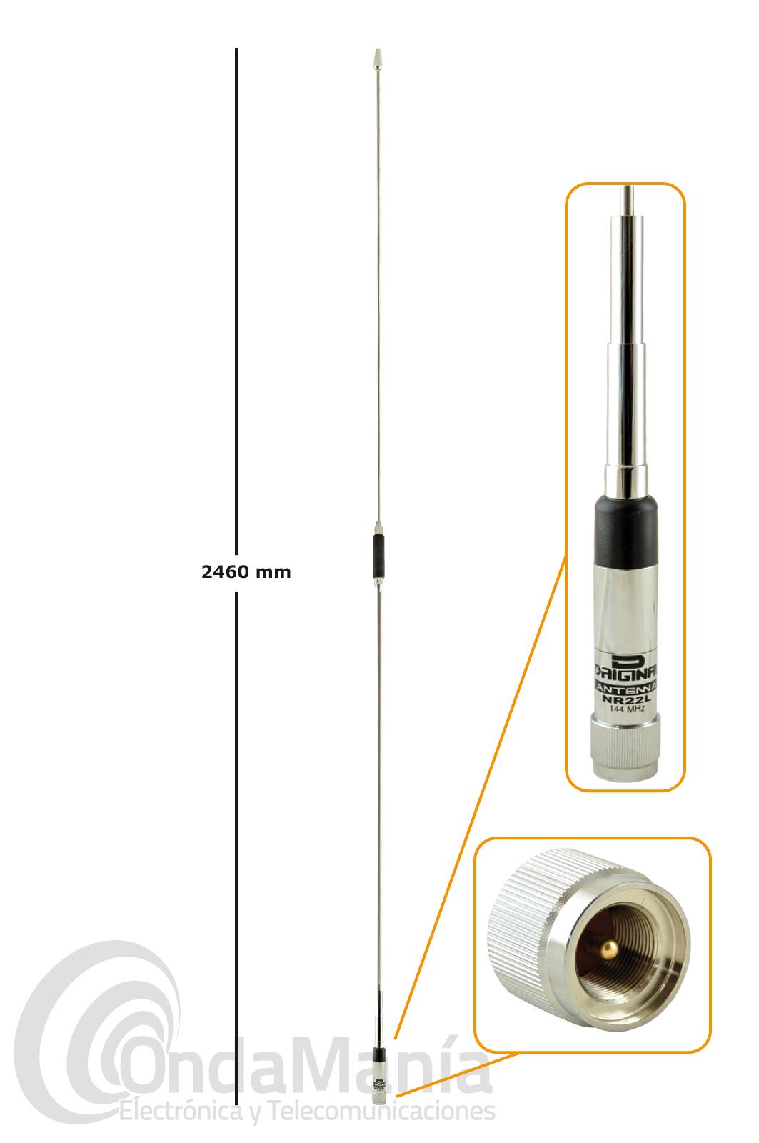 ANTENA MOVIL DE VHF 144 MHZ D-ORIGINAL DX-NR22L CON CONECTOR PL, 2,46 MTS DE LONGTUD, 500 GRAMOS ...