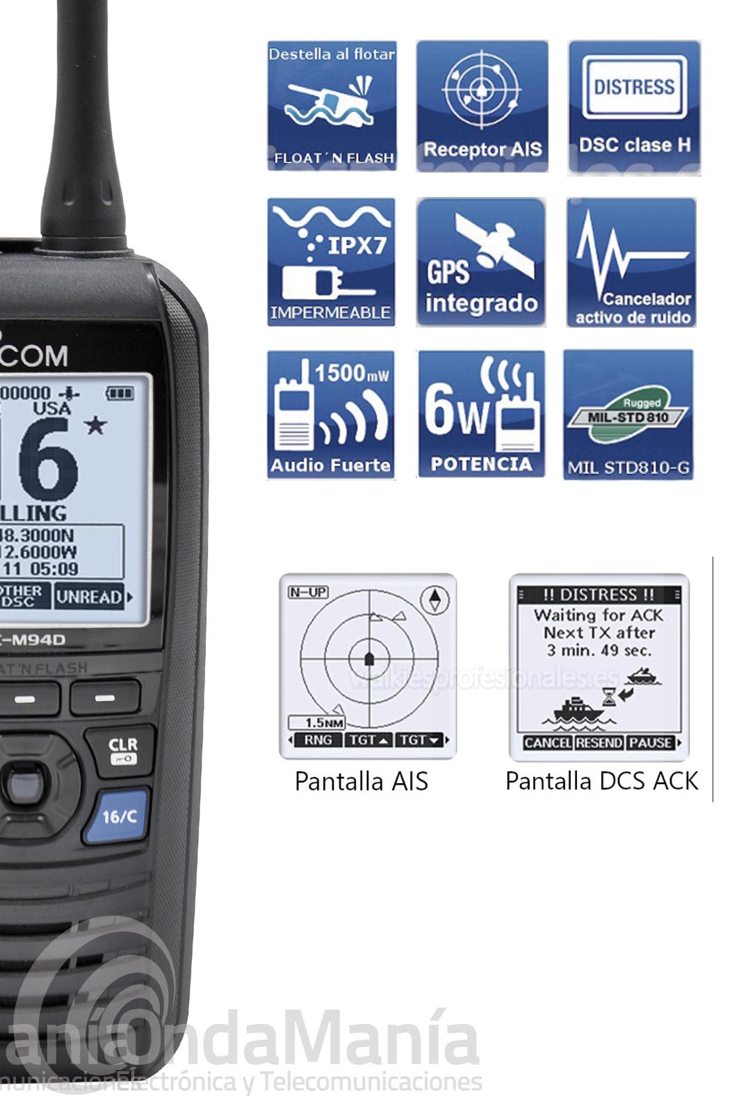 Walkie Talkie marino de VHF ICOM IC-M94DE